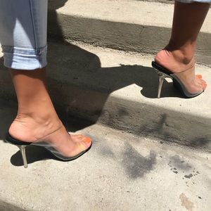 Shoes | 35 Transparent Black Heels | Poshmark